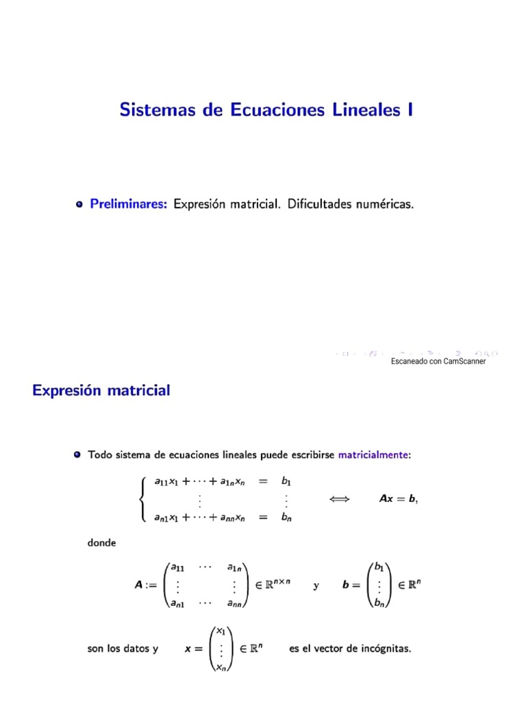 Sistemas de Ecuaciones Lineales 1 | PDF