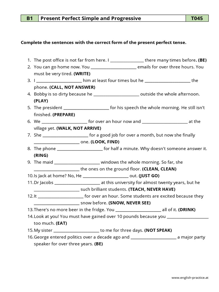 Present Perfect b1 | PDF