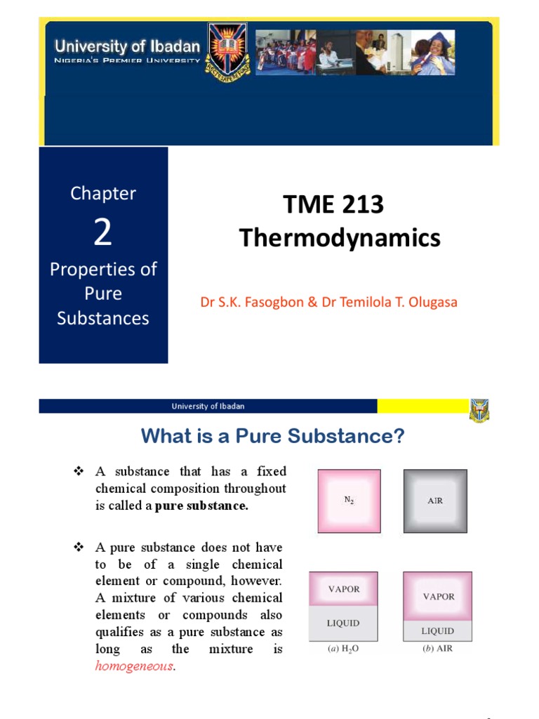 TME 213 Thermodynamics: Properties of Pure Substances | PDF | Phase ...