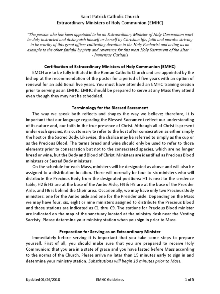 Emhc - Guidelines - January - 2018 WWWWW | PDF | Eucharist | Altar