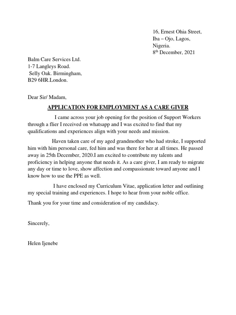 Application Letter | PDF