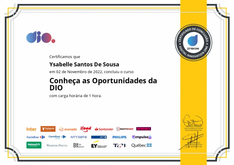 Certificado DIO | PDF