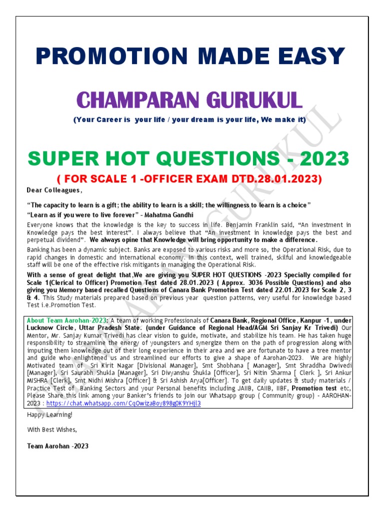 Super Hot Questions For Sclae 1 Officer | PDF | Reserve Bank Of India ...