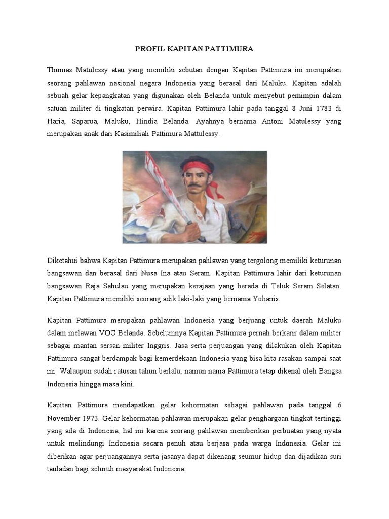 Biografi Singkat Kapitan Pattimura | PDF