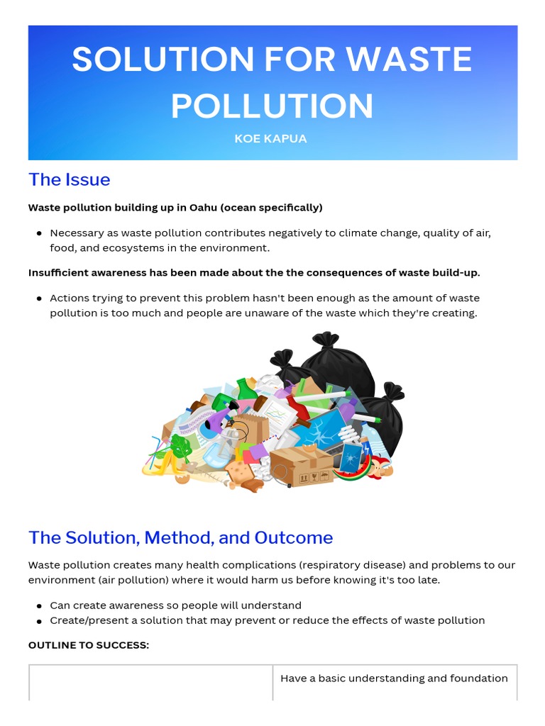 solution for waste pollution | PDF | Pollution | Air Pollution