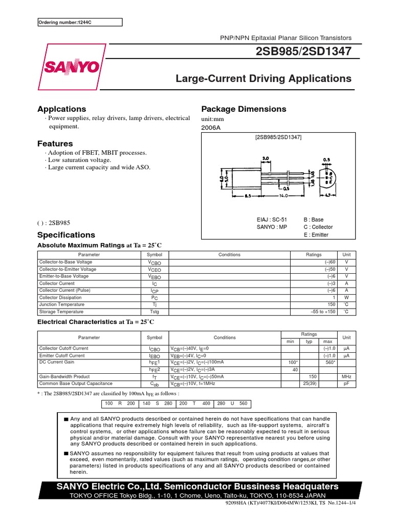 Datasheet | PDF | Bipolar Junction Transistor | Electrical Engineering