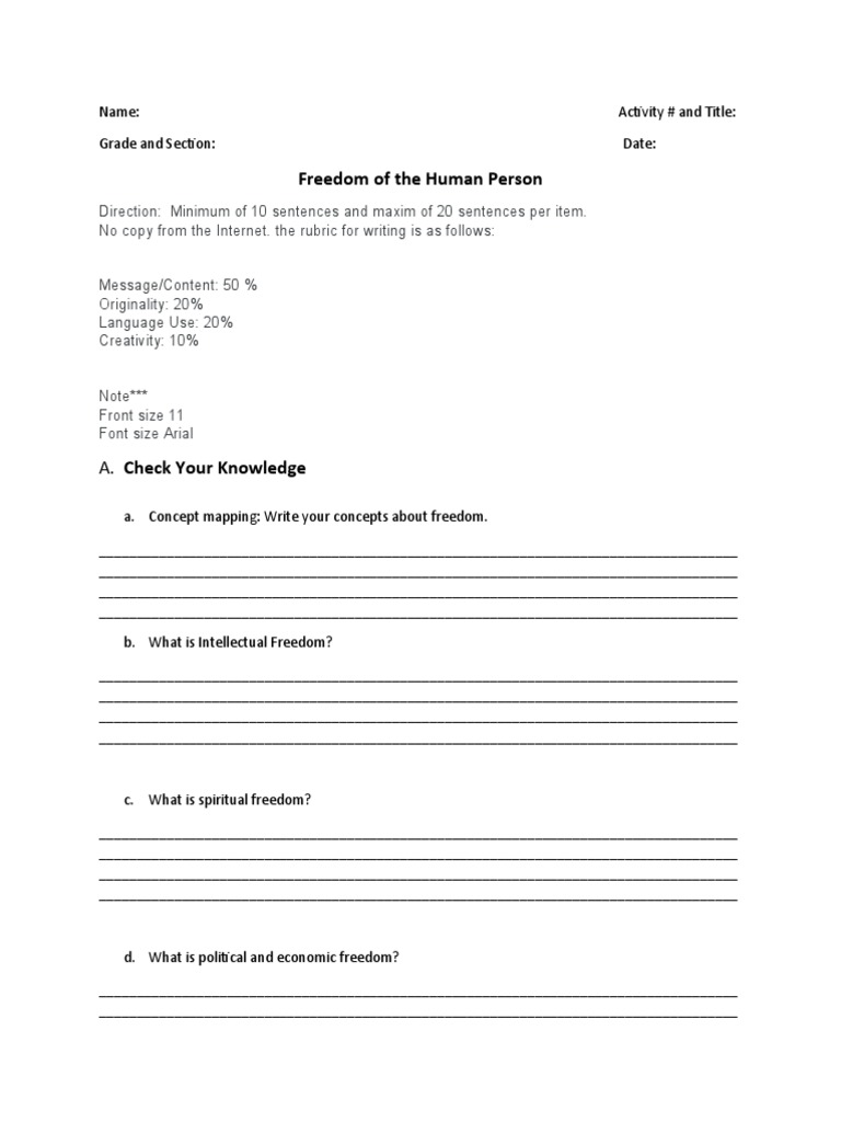 Exploring Concepts of Freedom | PDF