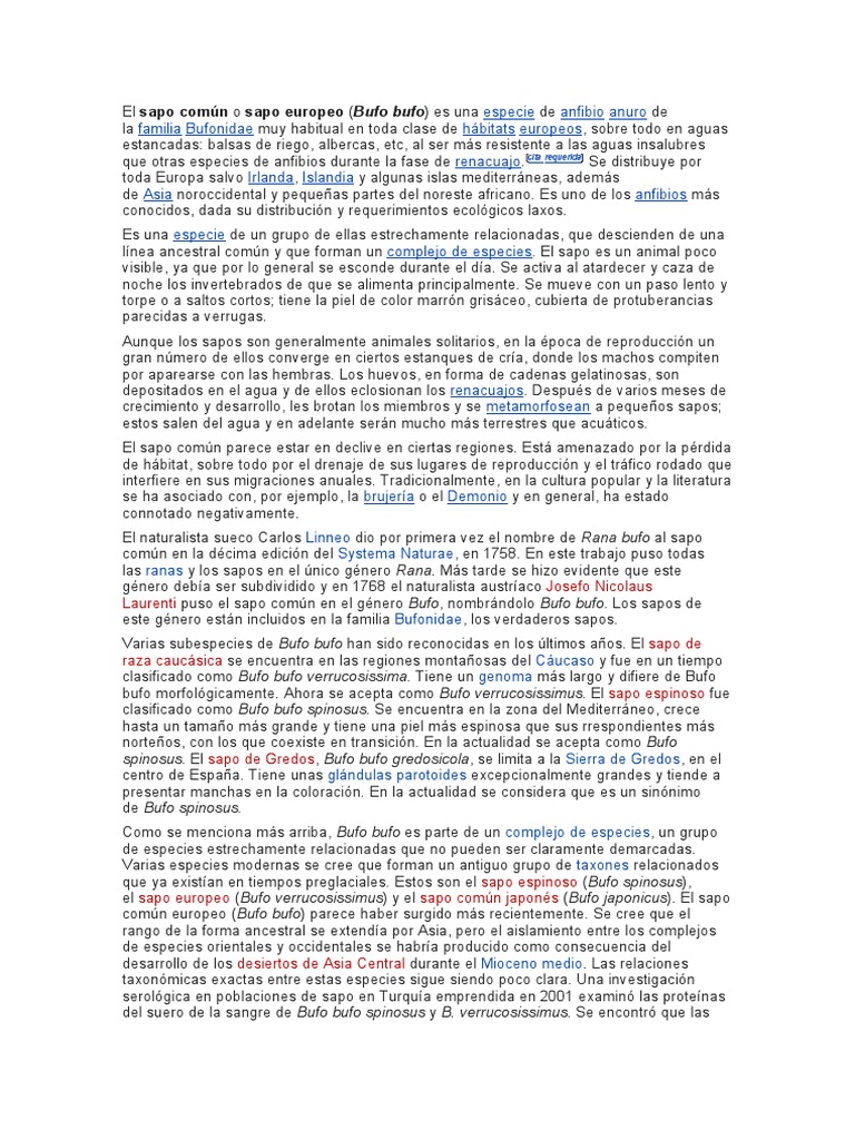 El Sapo Pdf Rana Organismos Anfibios