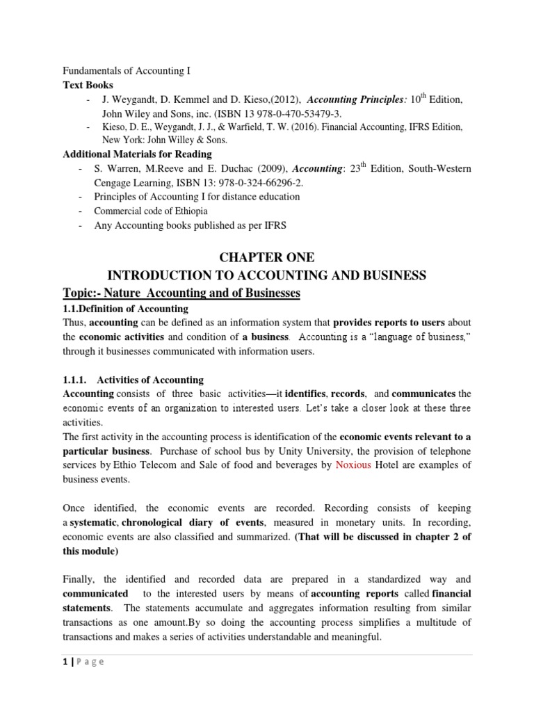 Note Fundamentals Of Accounting I Chapter 1 Pdf Fair Value Equity