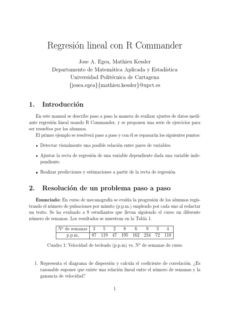 Regresion Lineal Con R Commander | Descargar gratis PDF | Regresión ...