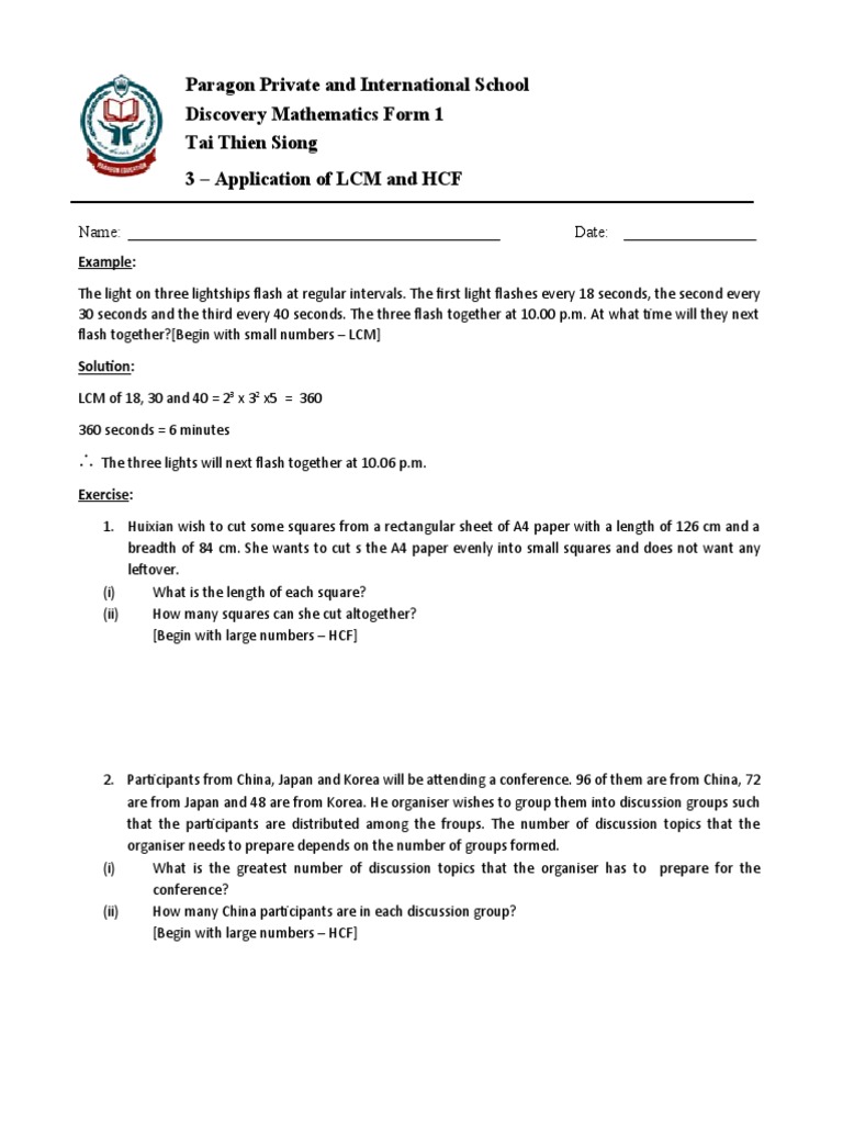 Math Exercises for Form 1 Students | PDF | Home & Garden