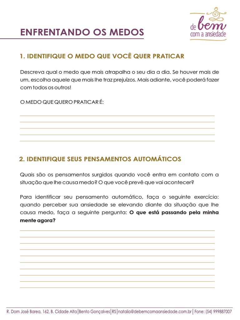 Enfrentamento de Medos | PDF | Pensamento | Ansiedade