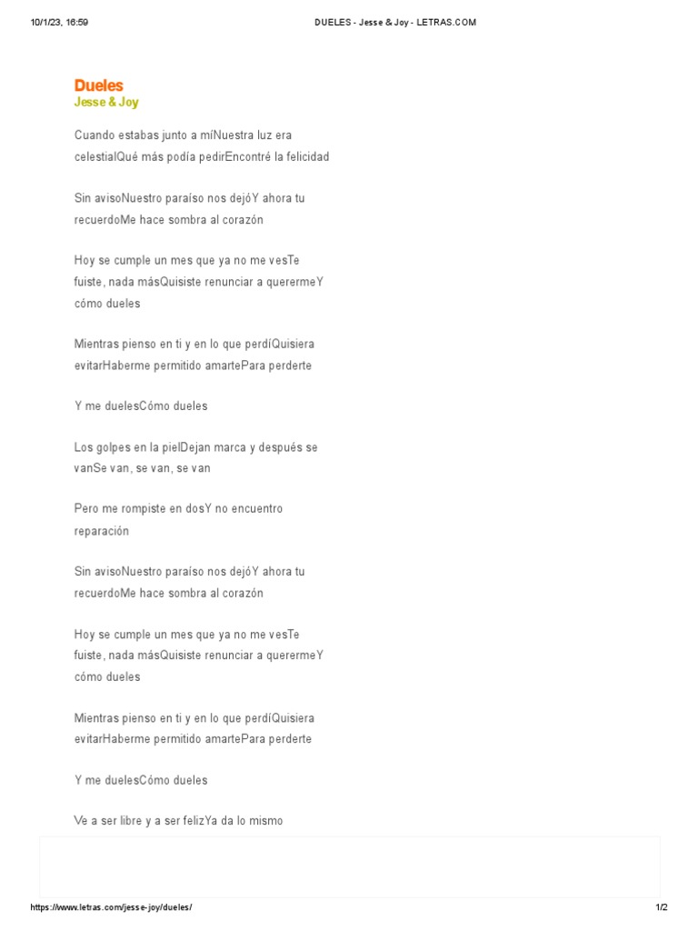 Dueles - Jesse & Joy | PDF
