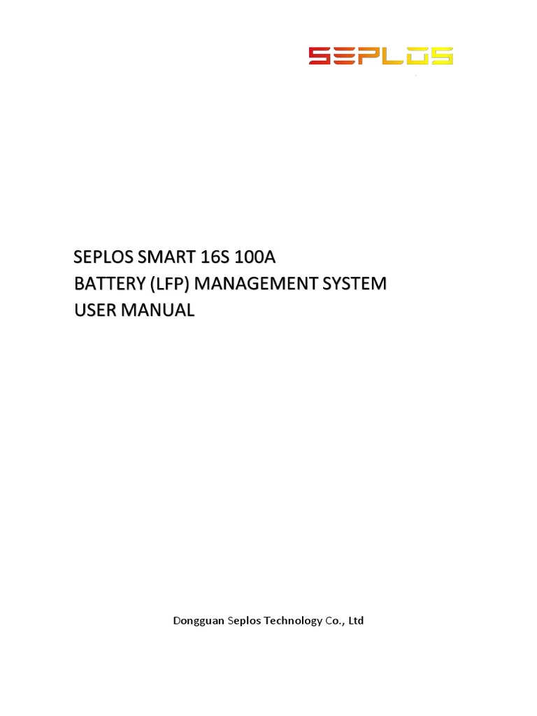 Seplos 16s (LFP) 100a Bms Specification v16 | PDF | Battery Charger | Rechargeable Battery
