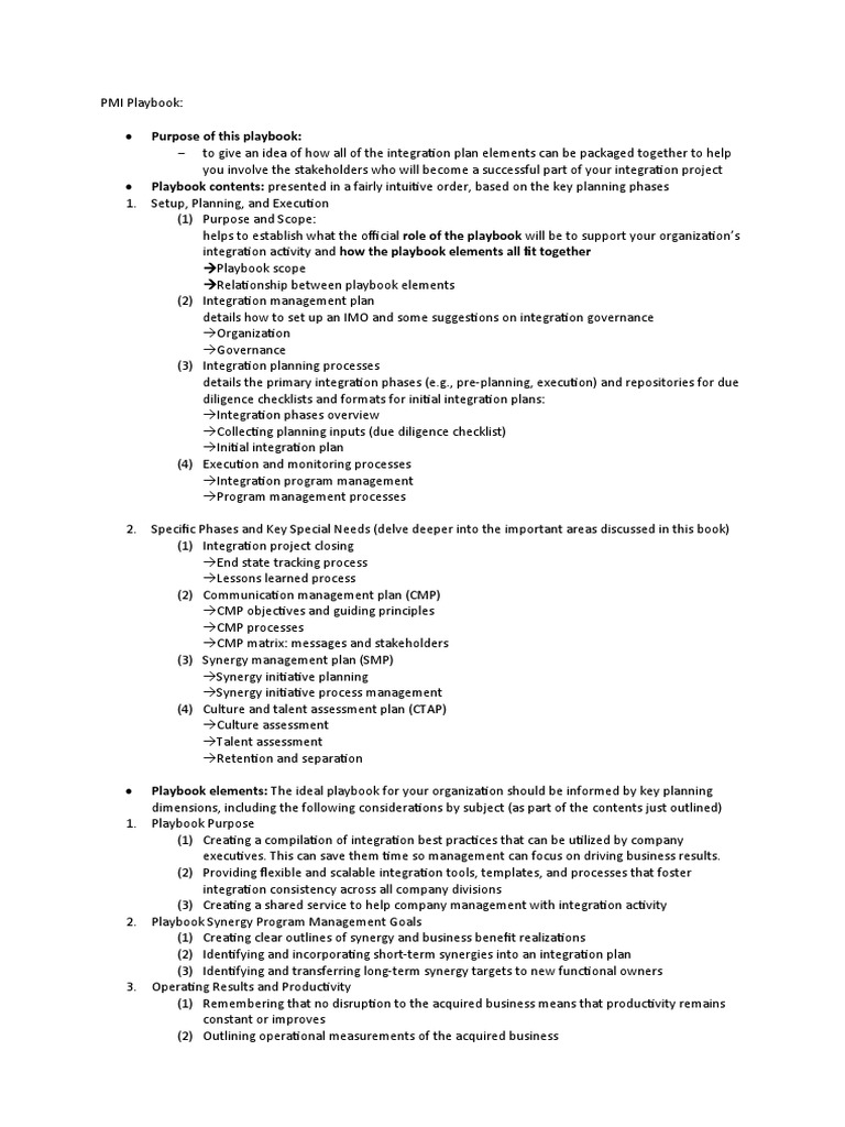 PMI Playbook | PDF | Goal | Communication