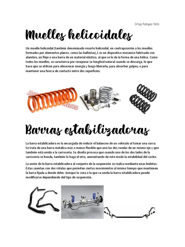 Muelles Helicoidales y Barras Estabilizadoras | PDF