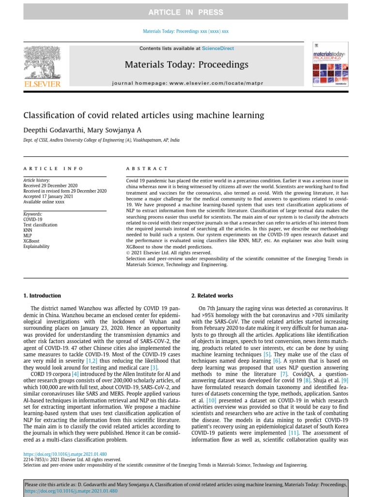 Classification of Covid Related Articles Using | PDF | Machine Learning | Cognitive Science