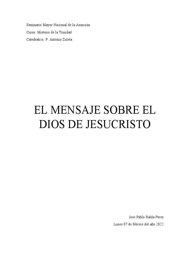 El Mensaje Sobre El Dios de Jesucristo | PDF | espíritu Santo | La resurrección de Jesús