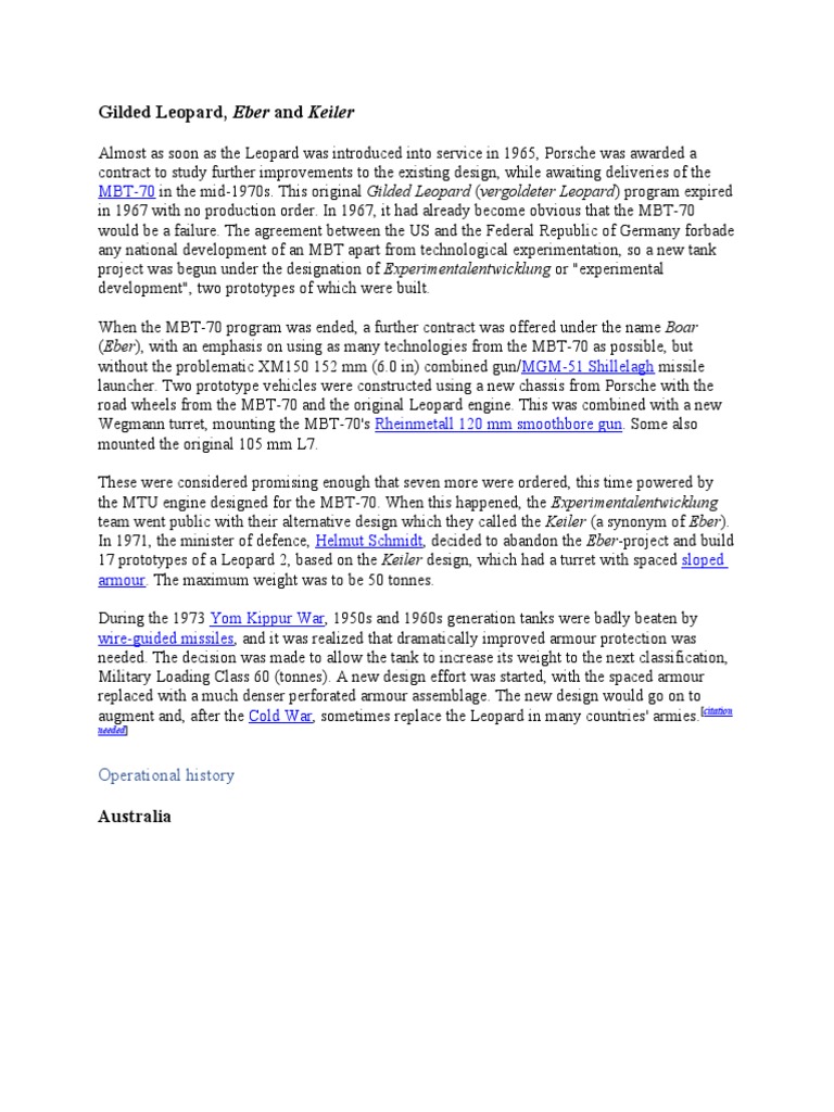 Gilded Leopard, Eber and Keiler: Operational History | PDF