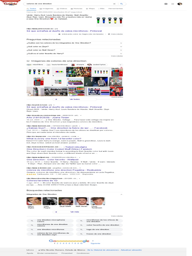 Colores de One Direction - Buscar Con Google | PDF | Una sola dirección ...