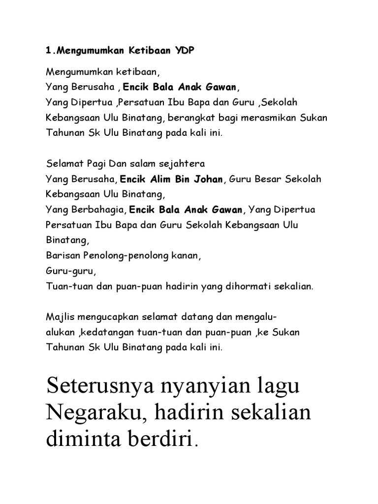 Teks Sukan Tahunan Sekolah | PDF
