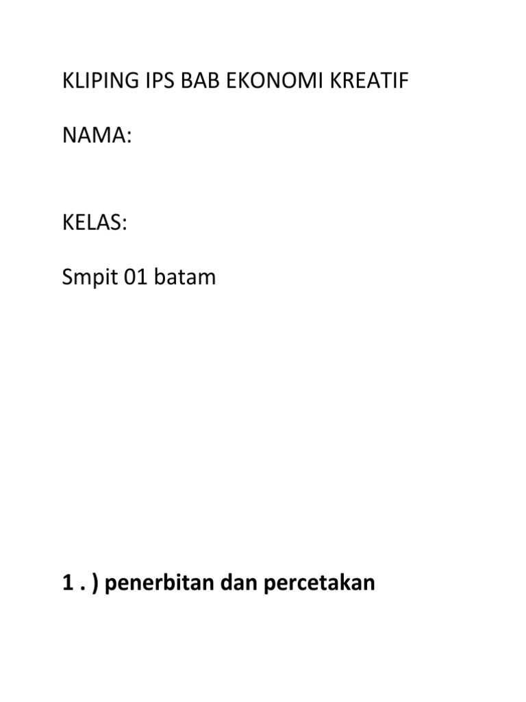 Kliping Ips Bab Ekonomi Kreatif | PDF
