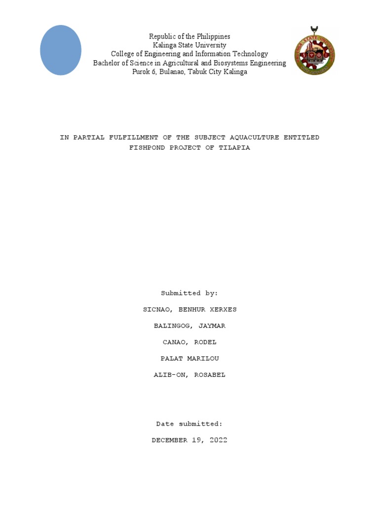 Tilapia Fish Pond Project Proposal | PDF | Soil | Fertilizer