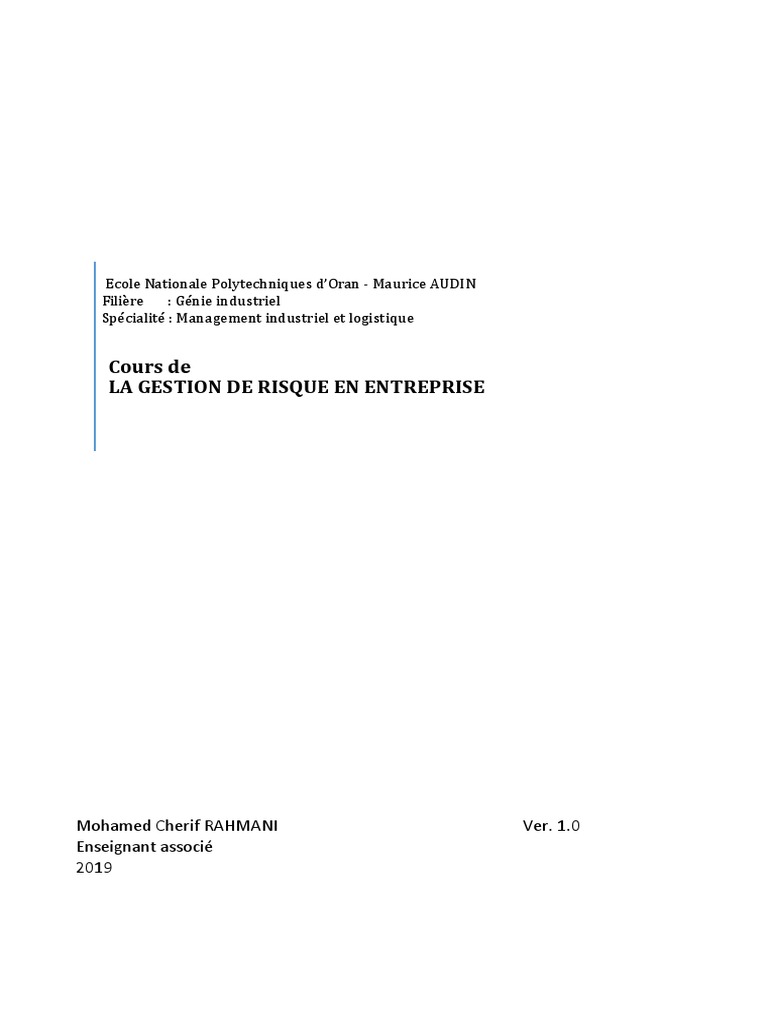 La Gestion Du Risque - v1.0 | PDF | Risque | Contrôle interne