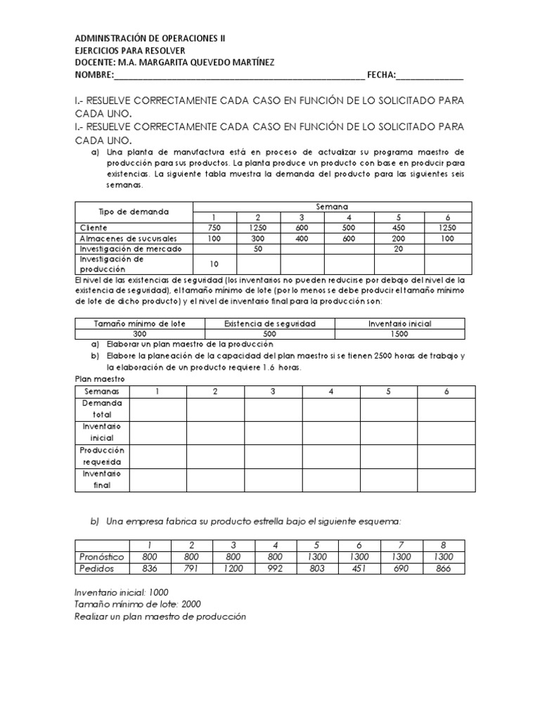 Ejercicio para Resolver | PDF