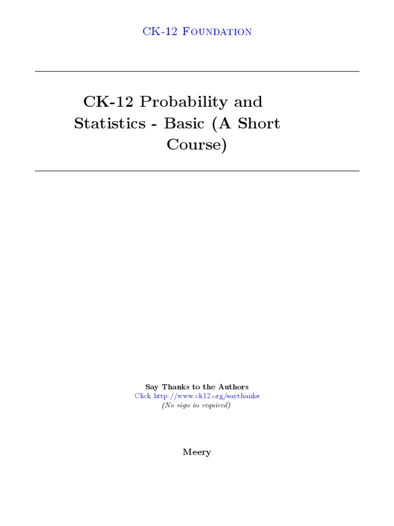 Probability and Statistics Basic A Short Course | PDF | Probability ...