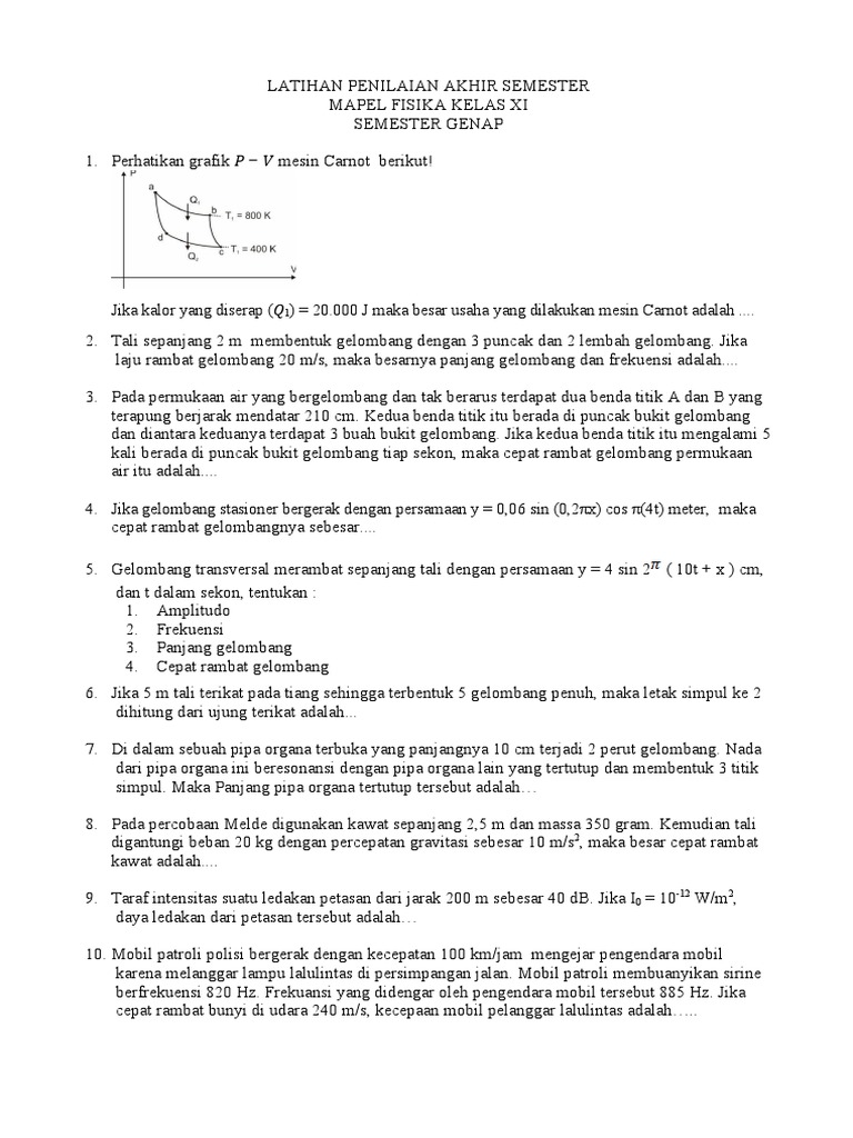 Latihan Pas Fisika Kelas Xi | PDF