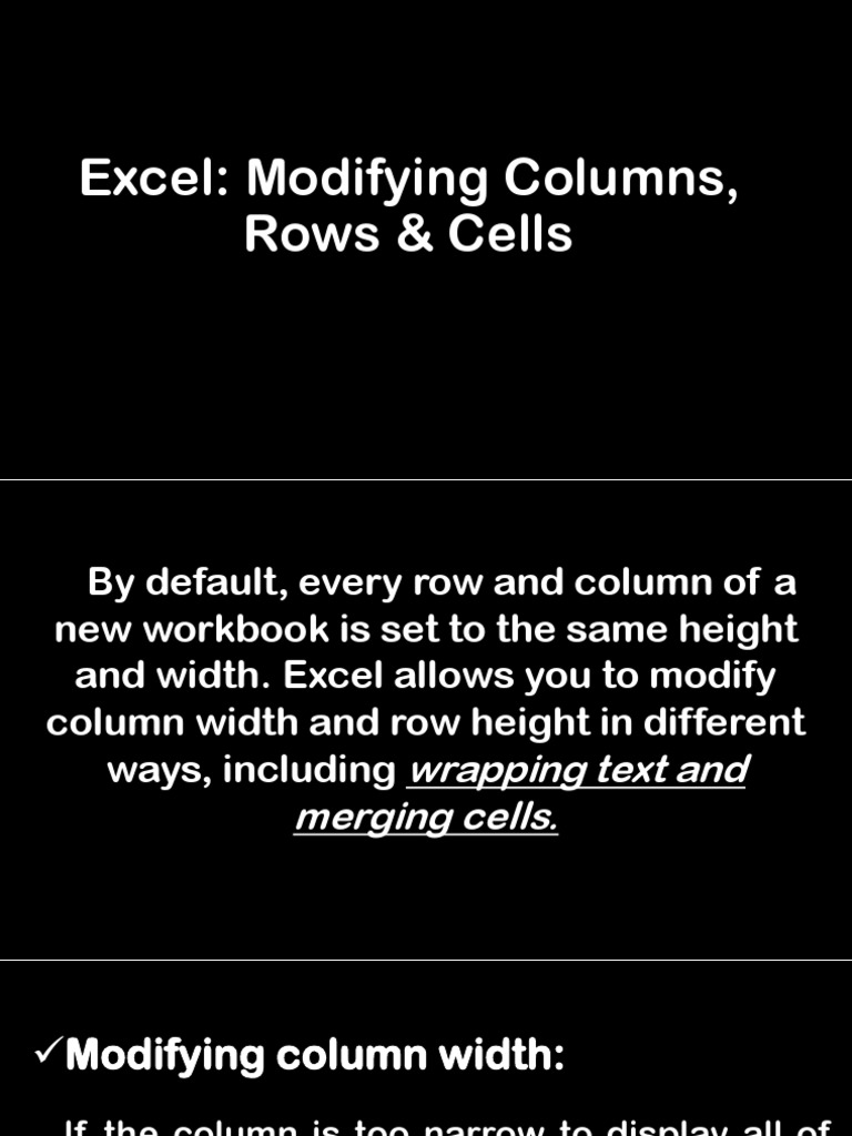 L4 Modifying Columns, Rows & Cells PDF - 1 | PDF | Menu (Computing) | Point And Click