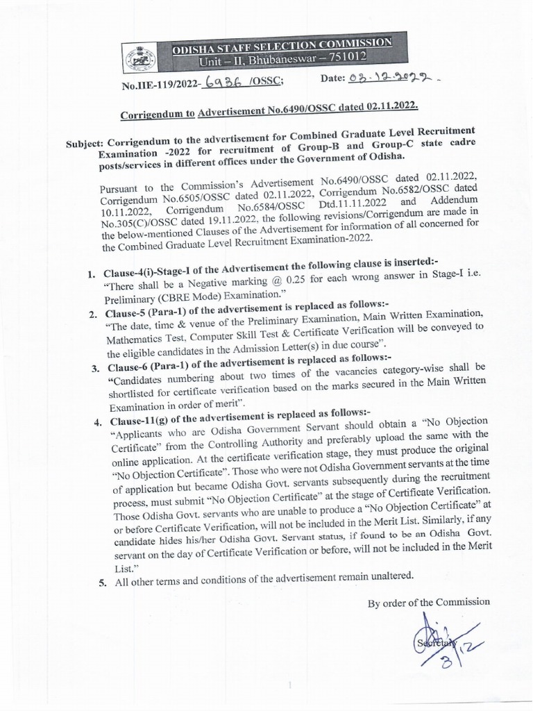 Cgl Corrigendum Notice (1) | PDF