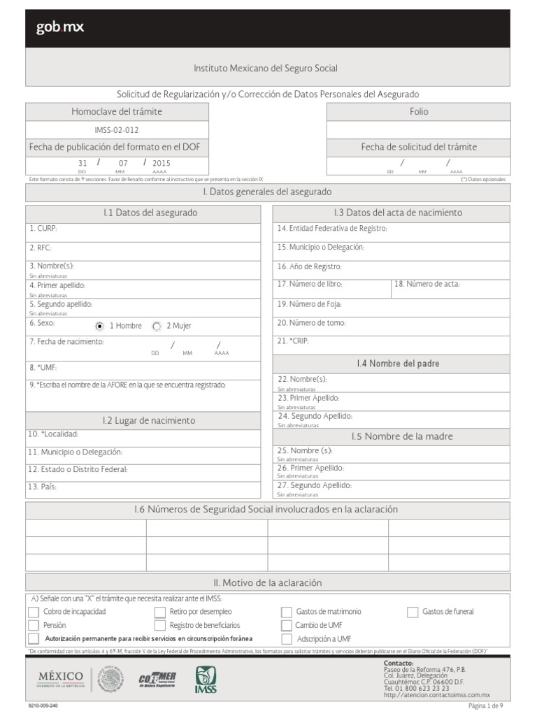 solicitud regularizacion de datos | PDF