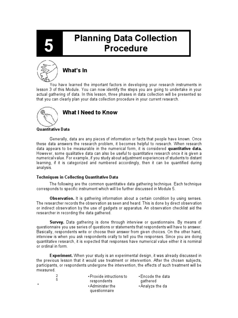 5 - Planning Data Collection Procedure | PDF | Quantitative Research ...