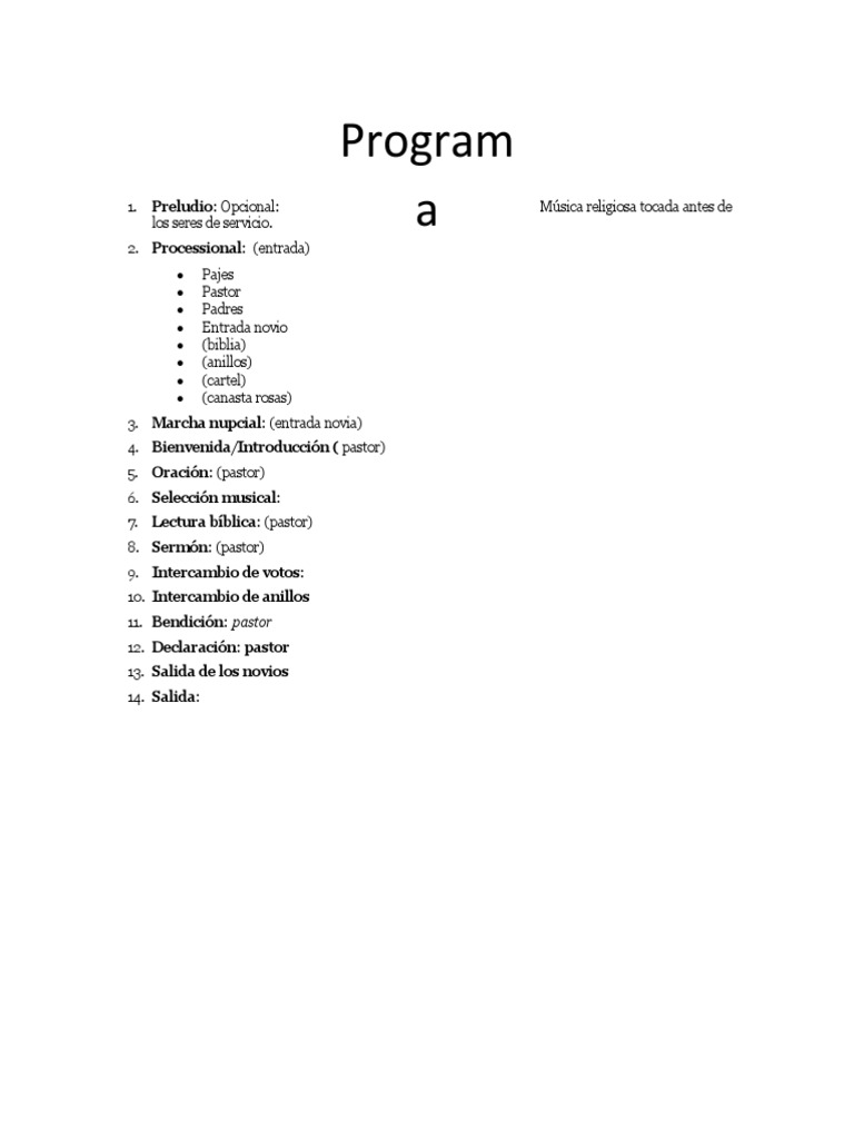 Programa de Boda | PDF