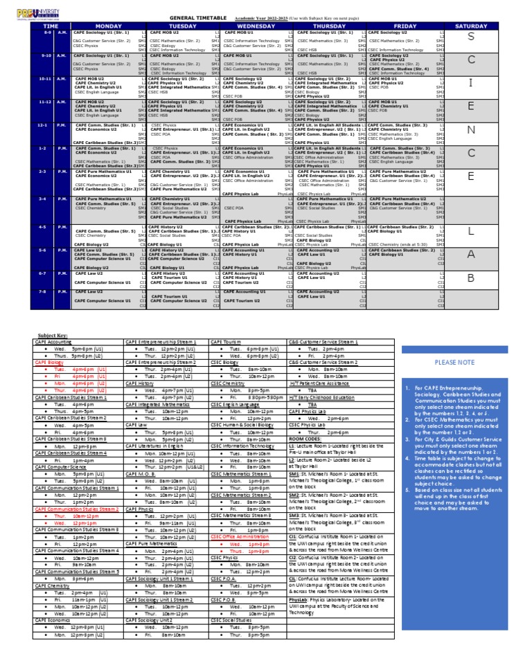 Timetable 2022-2023 | PDF | Science