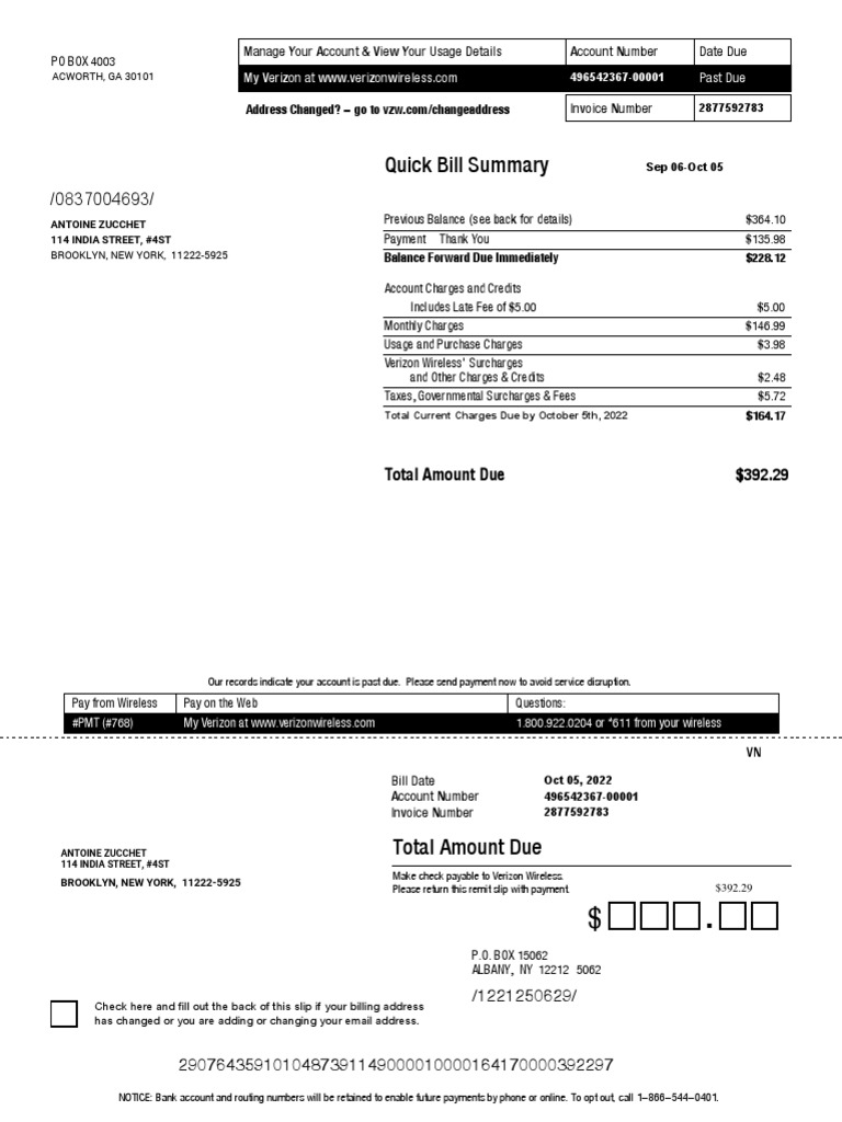 Verizon factures | PDF | Credit Card | Fee