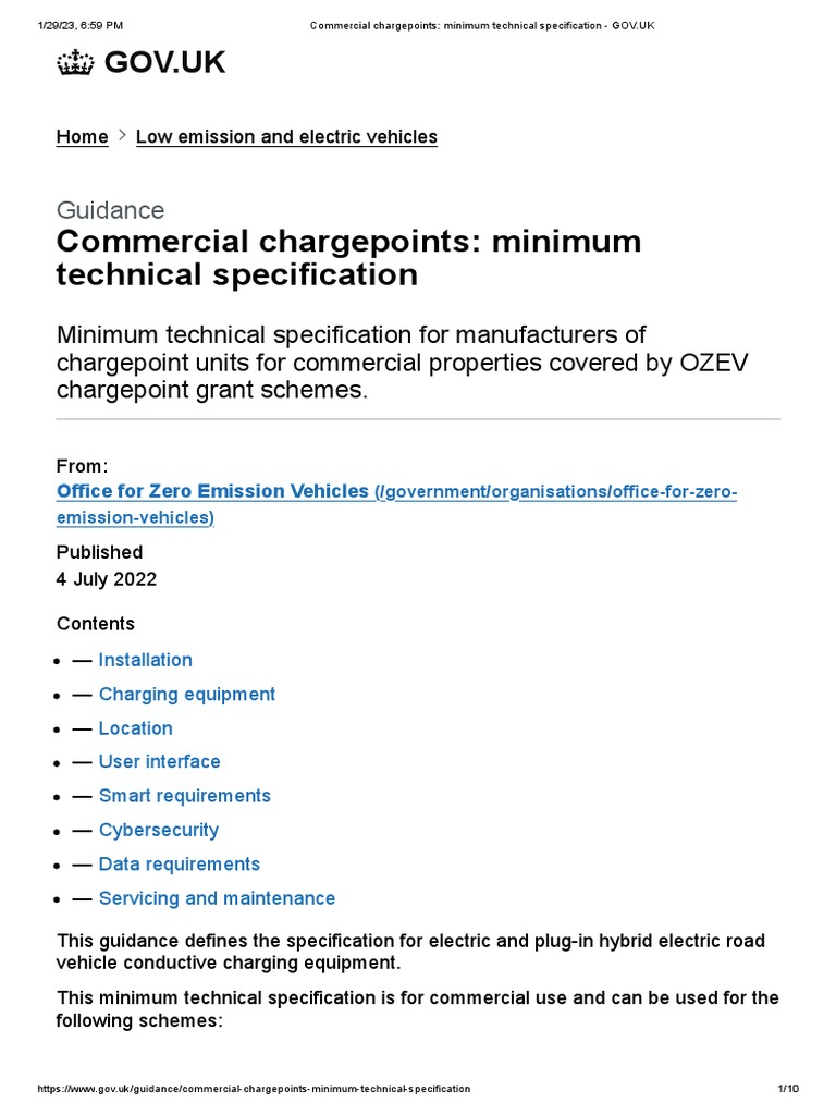 Commercial Chargepoints - Minimum Technical Specification - GOV - UK ...