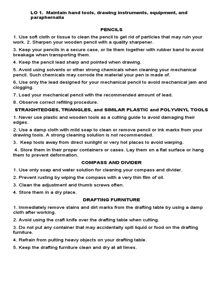 LO.2 Maintain Hand Tools | PDF | Tools | Materials