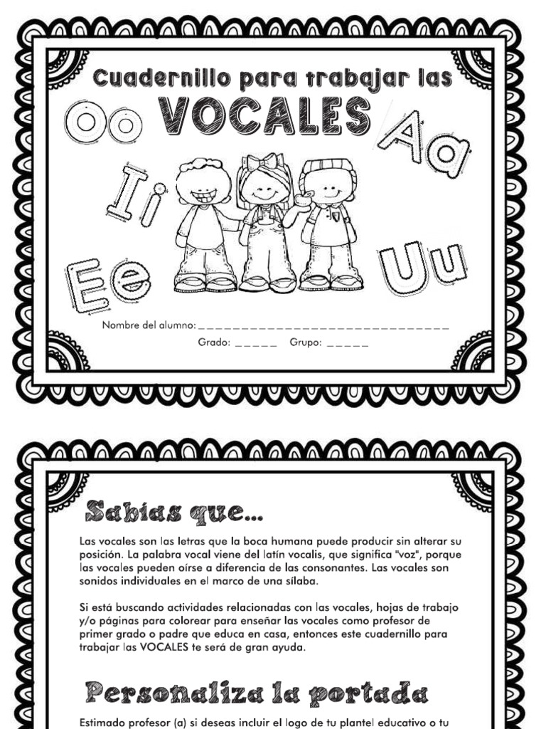 Cuadernillo para Trabajar Con Las Vocales | PDF