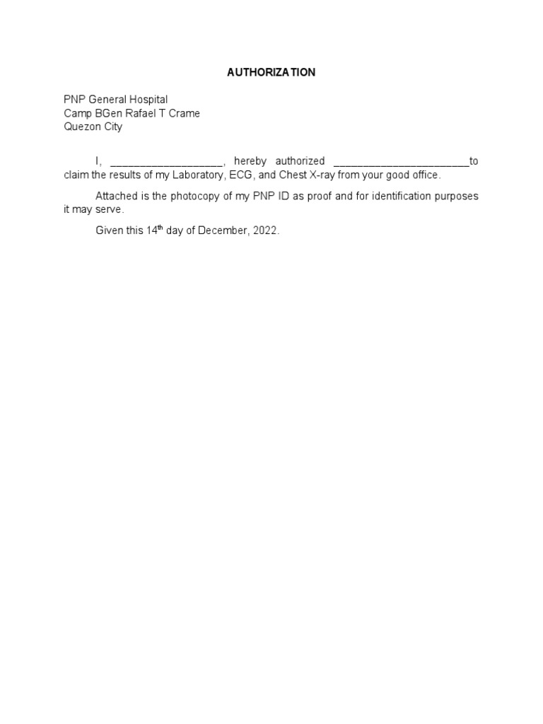 PNPGH Authorization Letter | PDF