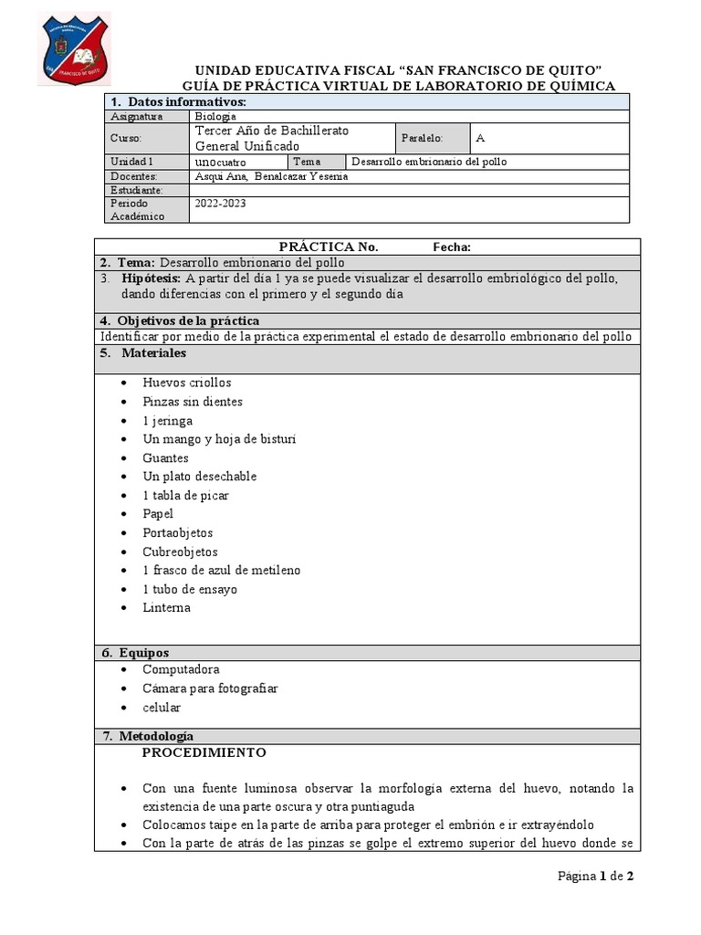 Guía Práct. de Laboratorio Casero | PDF | Biología