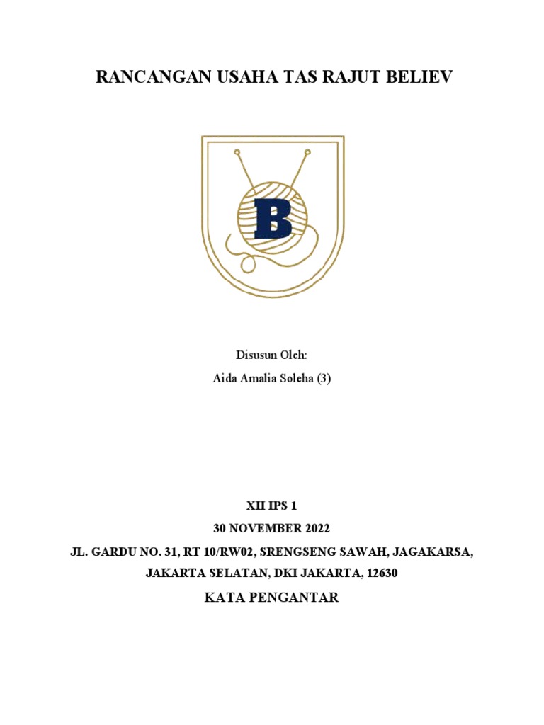 Rancangan Usaha Tas Rajut BELIEV (Aida Amalia Soleha - XII IPS 1 - 3) | PDF