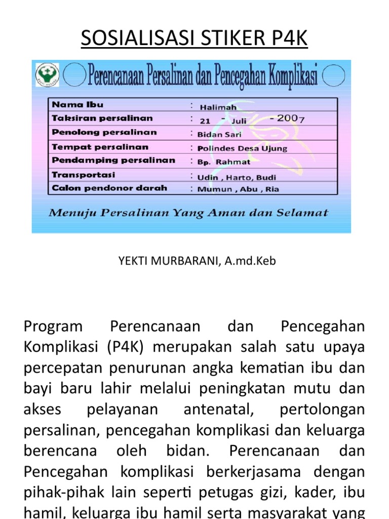 Sosialisasi Stiker P4K untuk Ibu Hamil | PDF