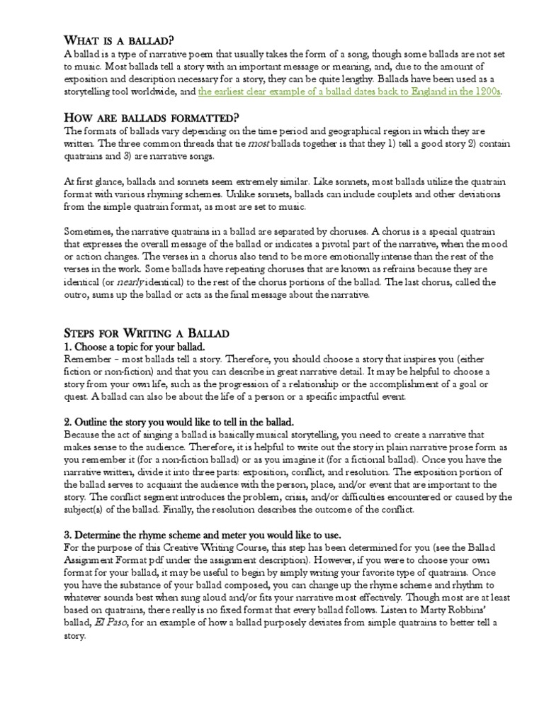 What Is A Ballad | PDF | Ballad | Poetry