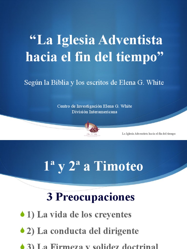 La Iglesia Adventista Hacia El Tiempo Del Fin | Descargar gratis PDF | Iglesia Adventista del ...