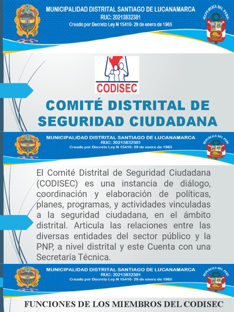 Diapositivas de Codisec | PDF | Alcalde | Policía