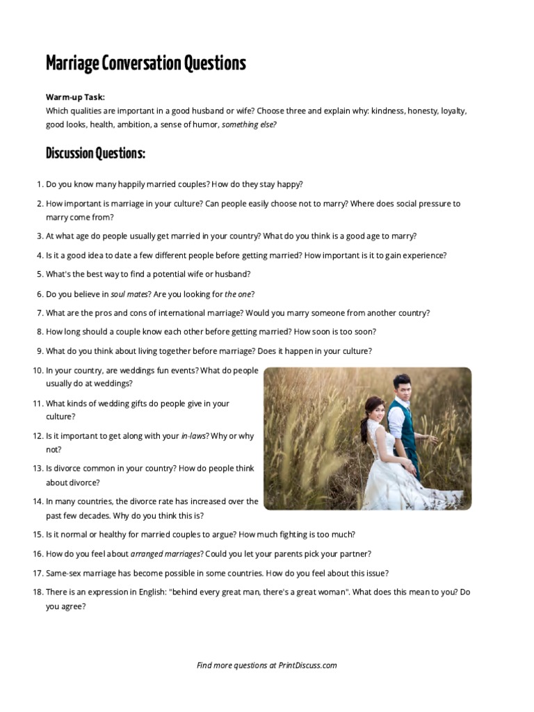 Marriage Conversation Questions | PDF