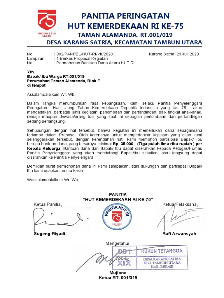 Surat Permohonan Dana 17an | PDF